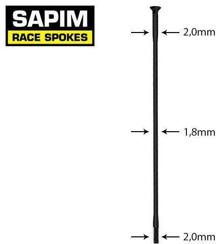 Sapim Race Black Straight Pull Cut/Threaded 210 - 310mm - The Bicycle Chain